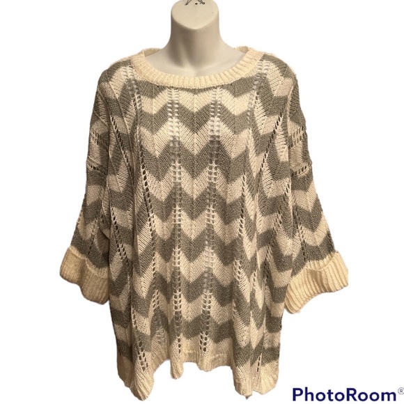 POL | Sweaters | Pol Crochet Sweater In Sage Green And White Size Large ...